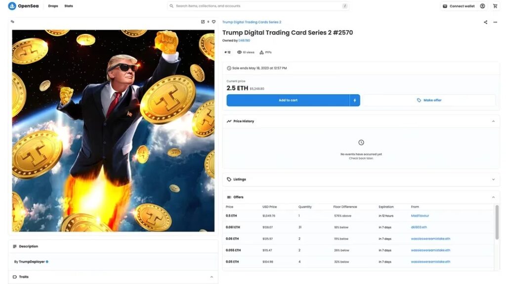 トランプ氏、NFTカードのシリーズ2を発売──前シリーズの価格下落 - HUBSTAR